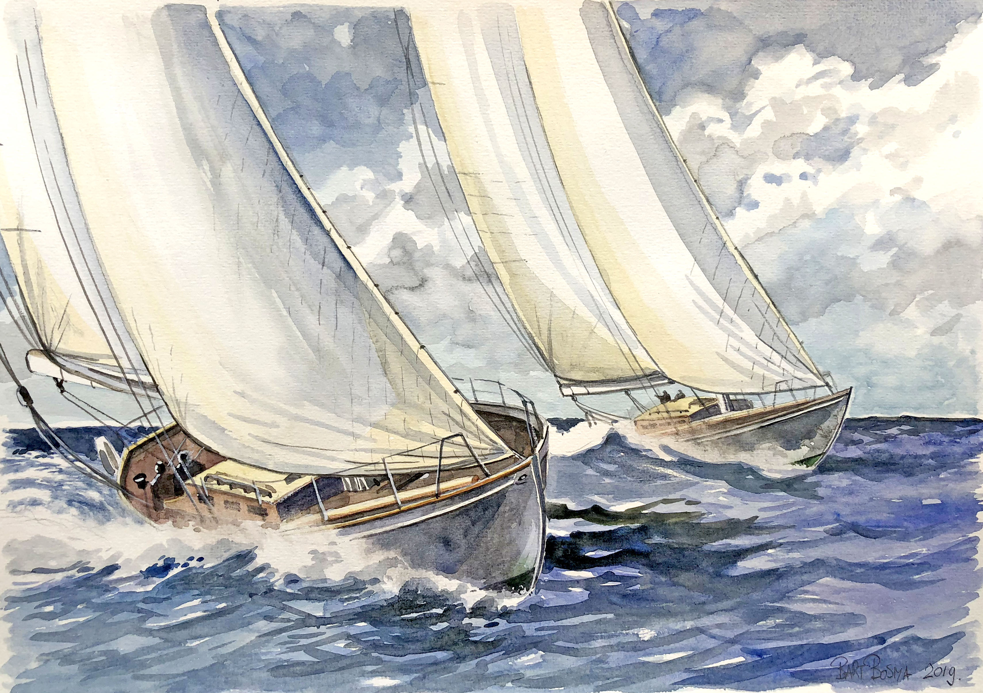 Twee zeilboten - Bart Bosma Bax Kunst